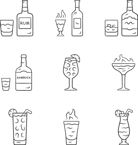 Linear Icons Of Various Drinks Editable Stroke Pack Thin Stroke Vector