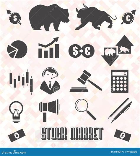 Vector Set Stock Market Icons And Symbols Stock Vector Illustration