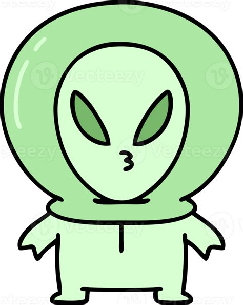 Cartoon Of A Small Alien Looking Thoughtful 40705944 Png