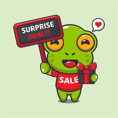 Premium Vector Cute Frog With Promotion Sign And T Box In Black