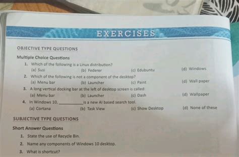 Exercisesobjective Type Questionsmultiple Choice Questions1 Which Of The Following Is A Linux