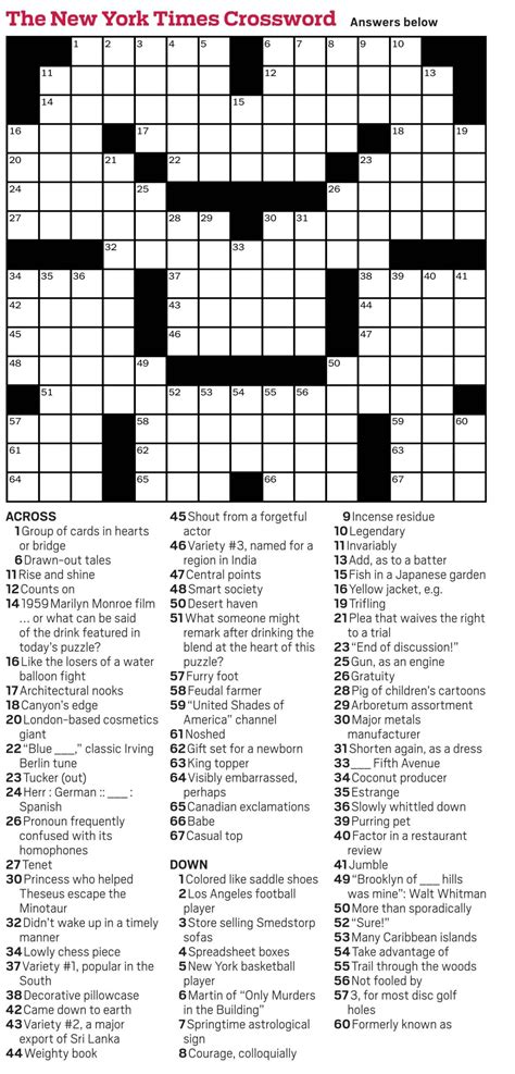 New York Times Daily Crossword Puzzle Printable Free Daily Crossword