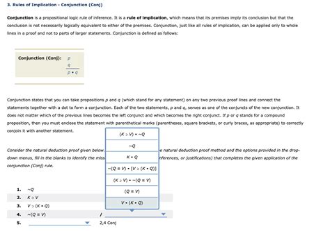 Solved 3 Rules Of Implication Conjunction Conj Lines In