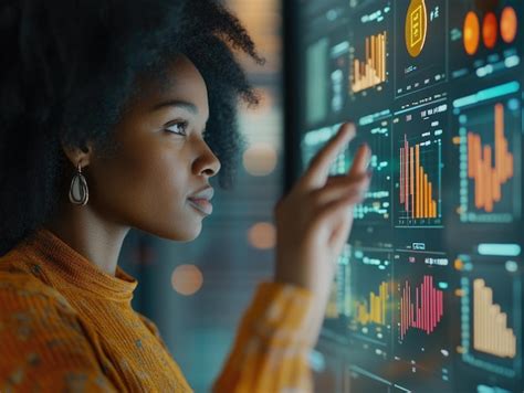 Woman Viewing Financial Data On Computer Premium Ai Generated Image