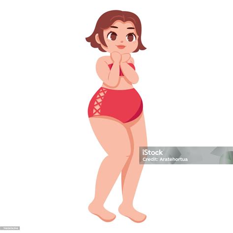 Isolated Happy Colored Plus Size Model Character Vector Stock