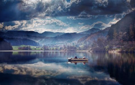 Lake Nature Boat Wallpaper Coolwallpapers Me
