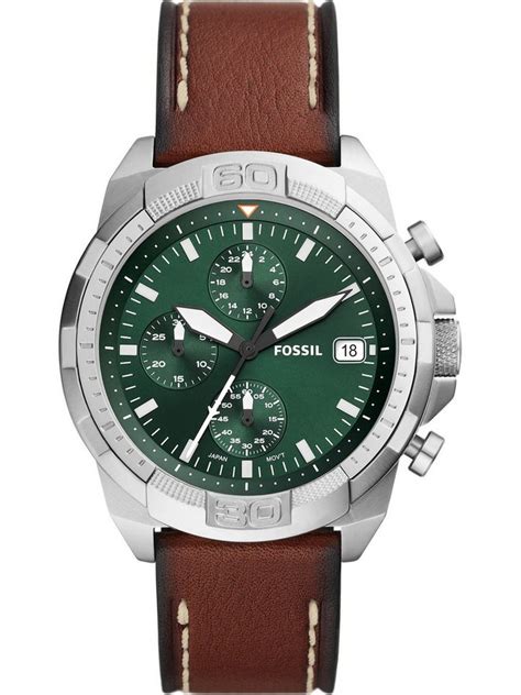Fossil Chronograph Fossil Herren-Uhren Analog Quarz, Farbe: silber