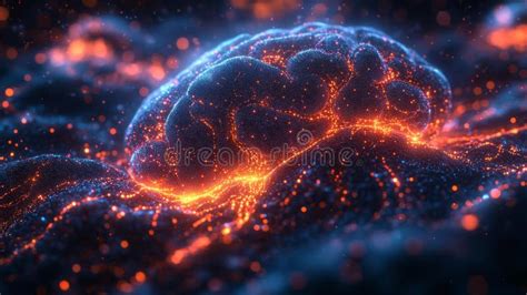 Neural Network Brain With Electric Glow Generative Ai Stock