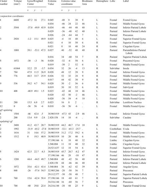Updating And Gf Conjunction And Disjunction Activation Pattern For