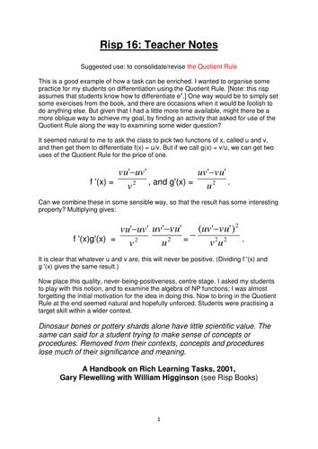 the quotient rule differentiation lesson teaching resources