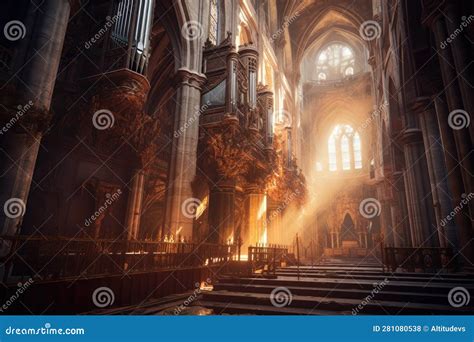 Majestic Organ Echoes In Gothic Silence Concept Classical Music Pipe