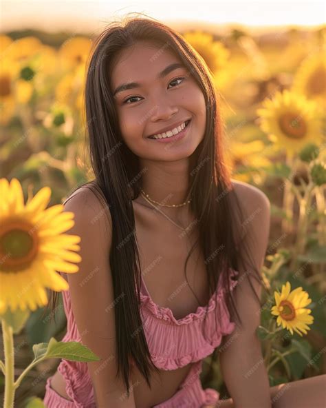 Filipina With Long Dark Hair And Pin Premium Ai Generated Image