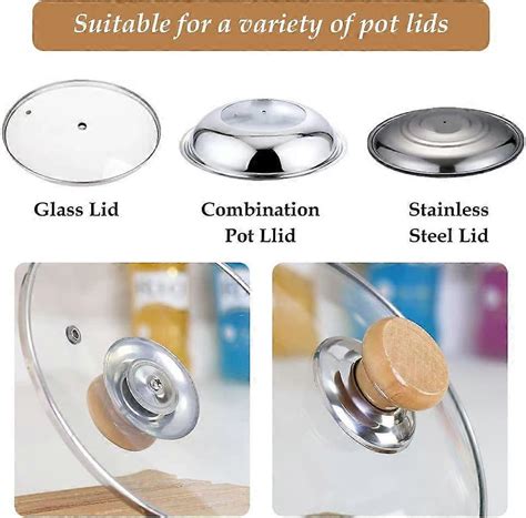 4 Pieces Wooden Lid Handle Knob Universal Replacement Knobs Lid Knobs Kitchen Utensil