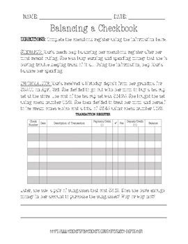 Results For Balancing A Checkbook Tpt