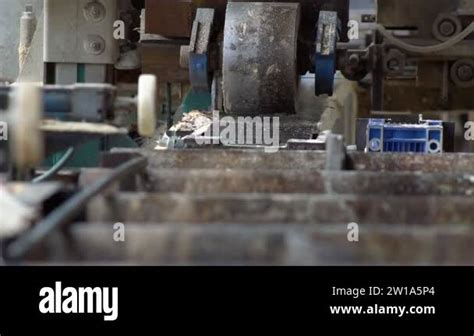 Sawing Machine At Wood Production Factory Timber Material Processing
