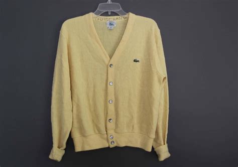 Vintage 80s Lacoste Sweater Cardigan Yellow By 216vintagemodern On Etsy