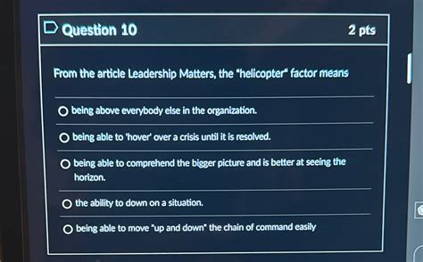 Solved Question 10 2 ﻿pts From The Article Leadership
