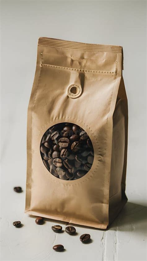 Aesthetic Brown Paper Bag With Window Displays Dark Coffee Beans