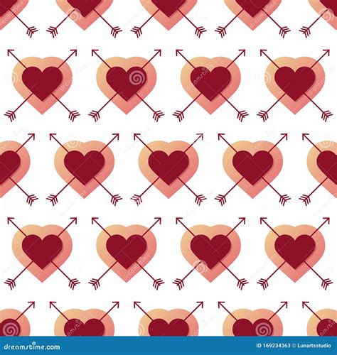 Heart And Arrow Seamless Pattern Vector Illustration With Creative Shape In Geometric Style Heart And Arrow Seamless Pattern Vector Illustration With Creative Shape In Geometric Style
