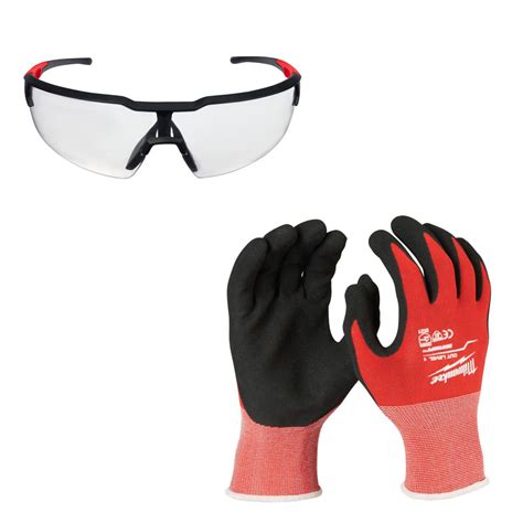 Lentes De Seguridad Con Guantes De Corte De Nitrilo Nivel 1 Milwaukee
