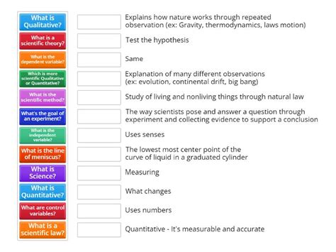 Science Test Questions And Answers Match Up