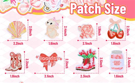 Kingsow Pink Coquette Iron On Patches 32 Pack Cute Girly