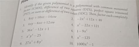 solved prac identify if the given polynomial is a polynomial with