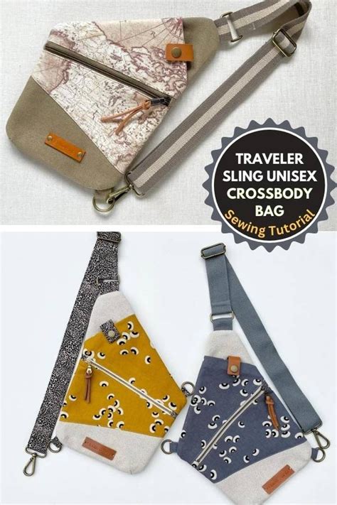 Traveler Sling Unisex Crossbody Bag Sewing Pattern Sew Modern Bags