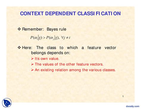 Context Dependent Classification Pattern Classification And Recognition