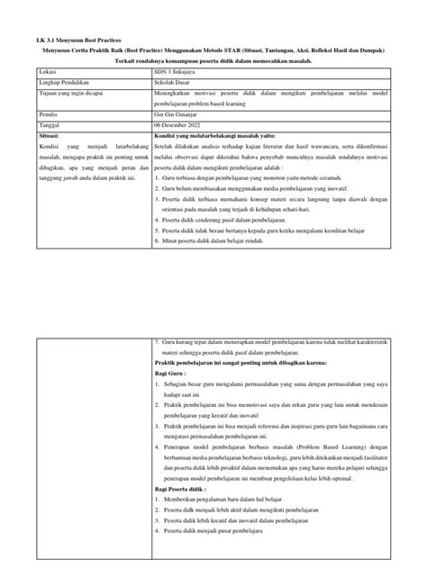 Lk 31 Penyusunan Hasil Best Practice Menggunakan Metode Star Pdf