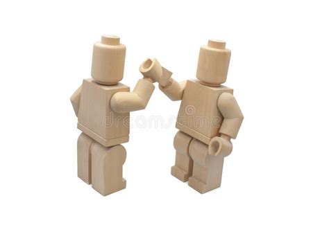 Wooden Lego Figures High Five Editorial Photography Image Of Lego