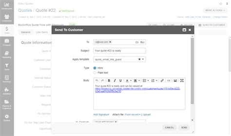 Send A Guest Quote Orocommerce Orocrm And Oroplatform Documentation