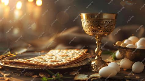 Premium Photo Beautiful Background On The Theme Of Passover With Matzo And Wine Ai Generated