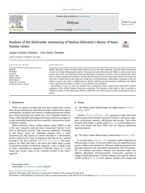 Pdf Analysis Of The Third Order Structuring Of Shalom Schwartzs