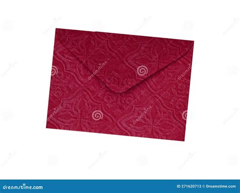 Red Envelope Isolated On White Background Kraft Paper With Subtle Fibers And Geometric Pattern