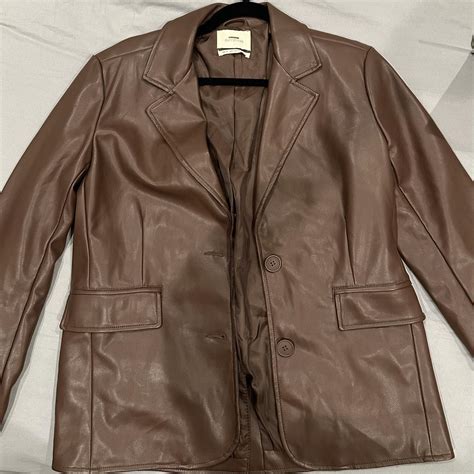 Brown Faux Leather Blazer From Urban Outfitters Depop