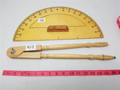 Teachers Wooden Protractorcompass Vintage