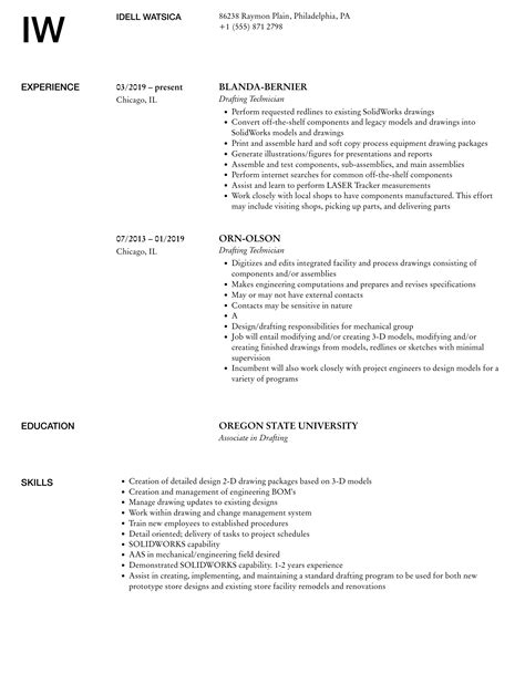 Drafting Technician Resume Samples Velvet Jobs