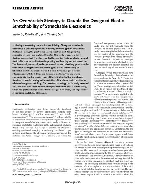 Overstretch Strategy To Double The Designed Elastic Stretchability Of Stretchable Electronics