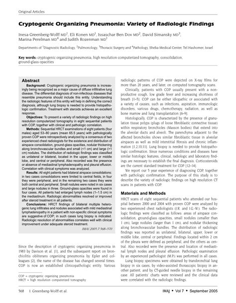 Pdf Cryptogenic Organizing Pneumonia Variety Of Radiologic Findings