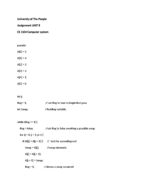 Cs 1104 Assignment Unit 8 University Of The People Assignment Unit 8
