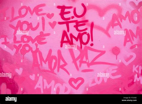International Love And Peace Graffiti In English And Brazilian