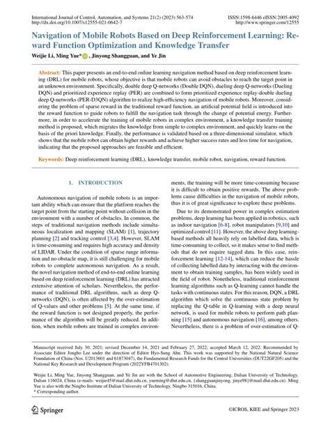 Pdf Navigation Of Mobile Robots Based On Deep Reinforcement Learning