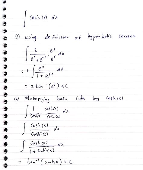Integral Of Hyperbolic Secant Have Two Solutions Which One Is Wrong