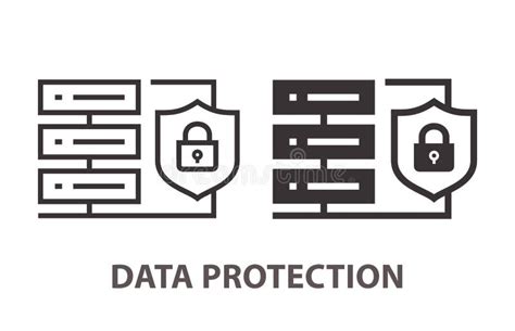 Data Protection Icon On White Background Vector Illustration Stock