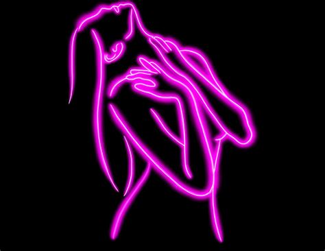 Neon Body Prints Digital Illustration Neon Art Art Print Female Body
