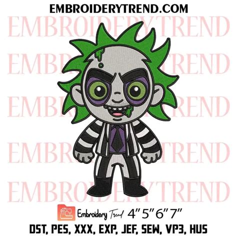Beetlejuice Chibi Embroidery Design Horror Movies Machine Embroidery
