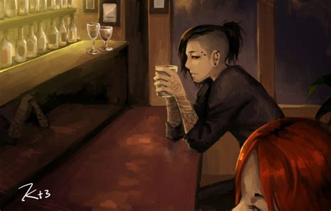 Safebooru 1boy 1girl Black Hair Black Sclera Cup Highres Itori Tokyo