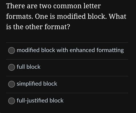 solved there are two common letter formats one is modified