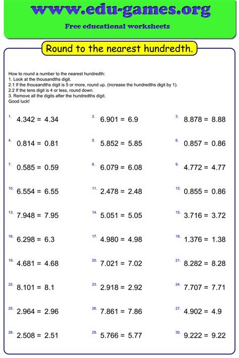 Free Rounding Decimals Worksheet Maker